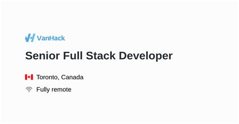 Senior Full Stack Developer Vanhack