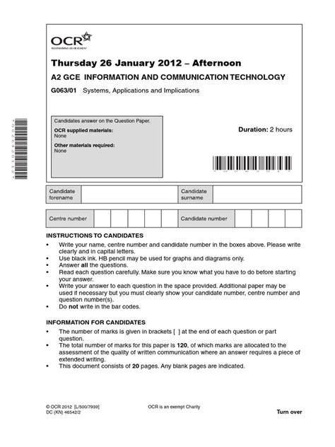 Question Paper Unit G063 01 Systems Applications And Implications Pdf