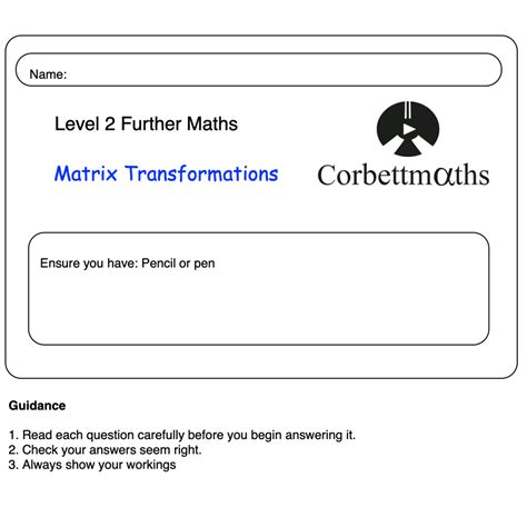 Fm Matrix Transformations Questions Corbettmaths