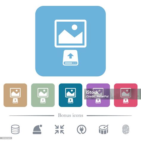 색상 둥근 사각형 배경에 하드 디스크 플랫 아이콘에서 이미지 업로드 가상현실에 대한 스톡 벡터 아트 및 기타 이미지 가상현실 고리 사슬 교환 Istock