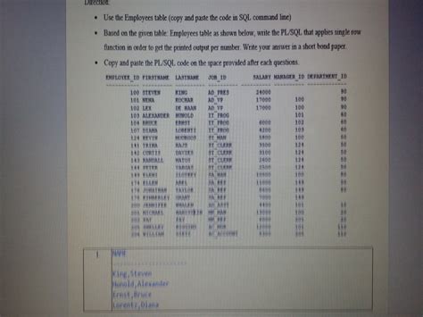 Solved Required Use The Employees Table Copy And Paste The