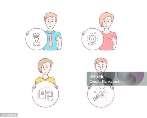 기술 문서 아이디어 및 학생 아이콘입니다 크리에이 티브 아이디어 간판입니다 매뉴얼 창의력 졸업 모자입니다 벡터 공학에 대한 스톡 벡터 아트 및 기타 이미지 Istock