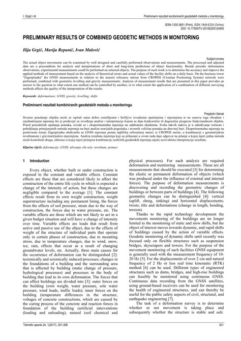 Pdf Preliminary Results Of Combined Geodetic Methods In Monitoring