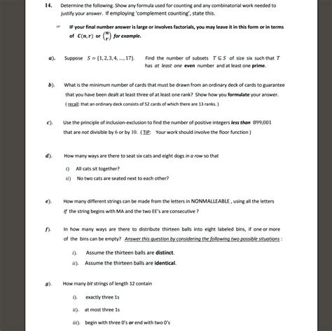 solved determine the following show any formula used for counting and