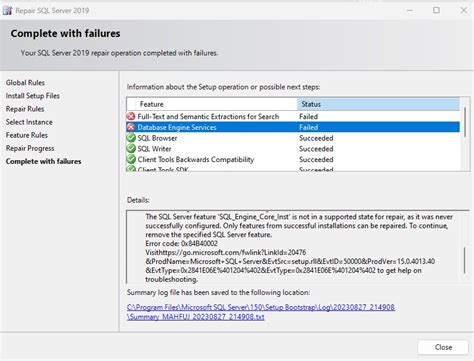 Microsoft Sql Database Engine Service Failed During Installation Of Sql Express 2019 At Windows