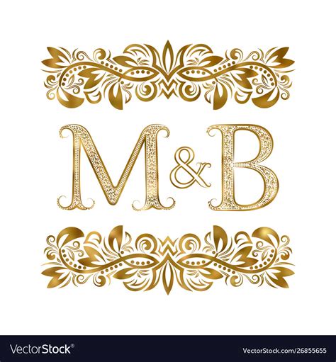M And B Vintage Initials Logo Symbol Letters Vector Image