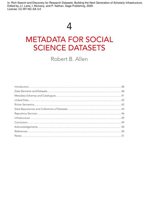 Pdf Metadata For Social Science Datasets