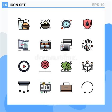 Set Of 16 Modern Ui Icons Symbols Signs For Mobile Data Wall Clock