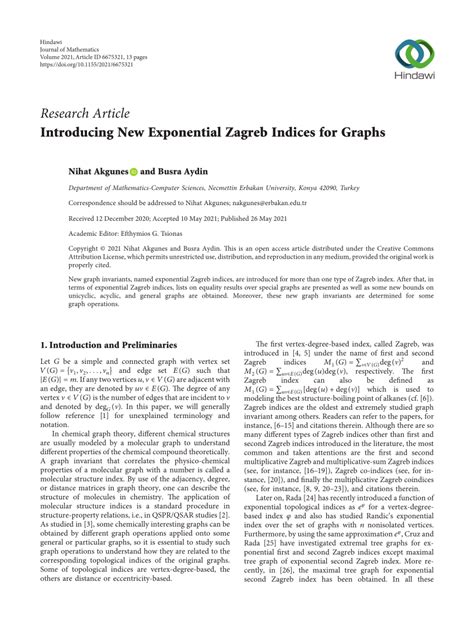 Pdf Introducing New Exponential Zagreb Indices For Graphs