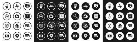 Set Document Folder Protection Exclamation Mark In Triangle Shield With Check Password Safe