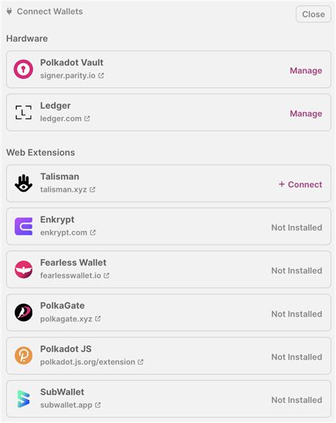 Connecting Wallets Polkadot Cloud Docs