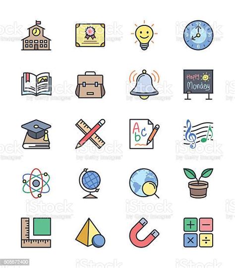 학교 및 교육 아이콘이 백색과 세트 1벡터 일러스트 가방에 대한 스톡 벡터 아트 및 기타 이미지 가방 계산기 공부