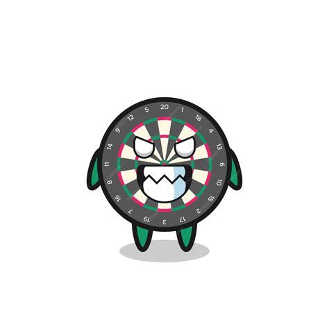 Premium Vector Evil Expression Of The Dart Board Cute Mascot Character
