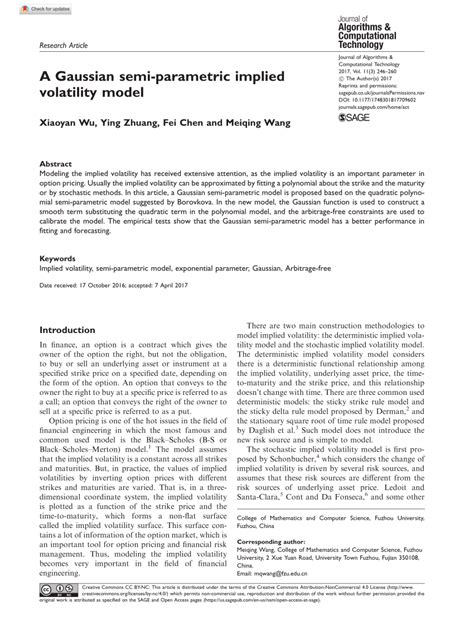 Pdf A Gaussian Semi Parametric Implied Volatility Model