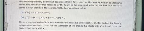 Solved The Following Ordinary Differential Equations Odes