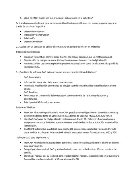 Qué Es Cad Y Cuáles Son Sus Principales Aplicaciones En La Industria Pdf