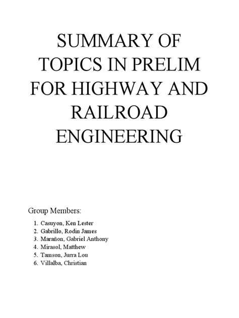 Highway And Railroad Engineering Summary Pdf Transport Mode Of Transport
