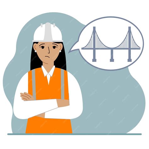Premium Vector A Female Civil Engineer Makes Plans In Her Mind For Designing A Bridge In An
