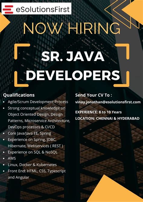 hiring hiringimmediately javadeveloperjobs esolutionsfirst