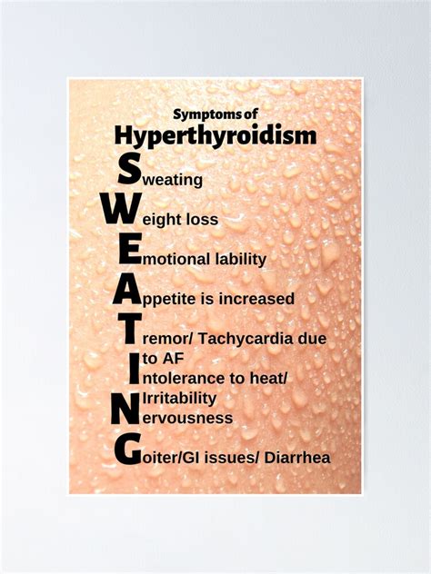 Symptoms Of Hyperthyroidism Medical Mnemonic Poster By Caregiverology Redbubble