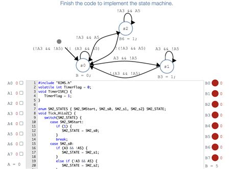 solved finish the code to implement the state machine