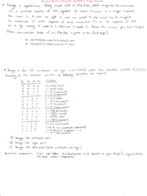 2014 2015 Digital System Final Exam Pdf