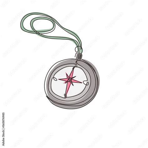 Single Continuous Line Drawing Hiking Compass Icon Symbol Camping