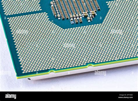 Computer CPU Processor Showing Pin Connections And Components Stock Photo Alamy