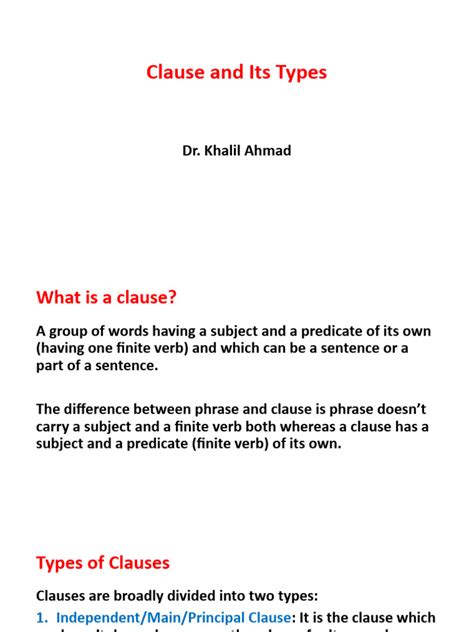 Clause And Its Types Pdf Clause Adjective