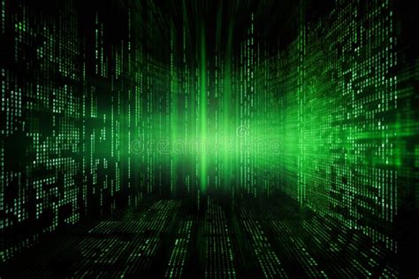 Dynamic Digital Data Stream Abstract Green Computer Background Stock