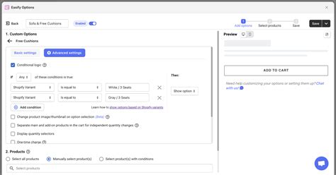 Advanced Conditional Logic Show Easify Options Based On Shopify Variants Easifyapps