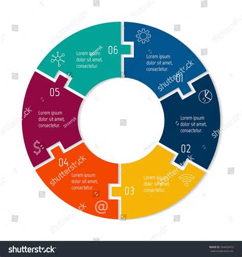 Vector Connected Puzzle Infographic Diagram Circular Stock Vector Royalty Free