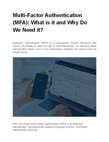 Multi Factor Authentication MFA What Is It And Why Do You Need It Presentation Free To