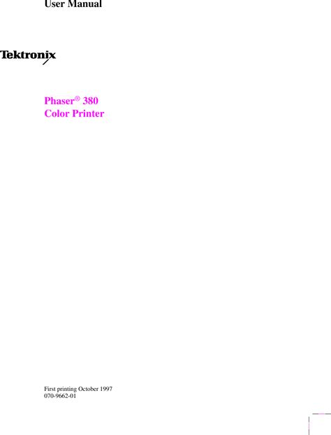 Tektronix Phaser 380 Users Manual Color Printer User
