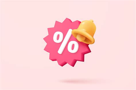 3d 태그 가격 아이콘과 함께 온라인 할인 쿠폰에 대한 벨 알림 쇼핑을위한 훌륭한 제안 특별 제안 프로모션 알림이있는 판매 3d 가격 태그 아이콘 벡터 렌더링 일러스트 레이
