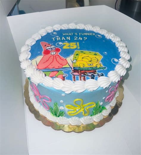Spongebob Buttercream Cake 25th Birthday Cakes Spongebob Cake Birthday Cake For Him