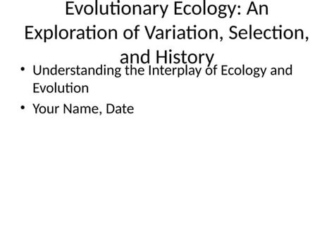 Evolutionaryecologypresentation Pptx