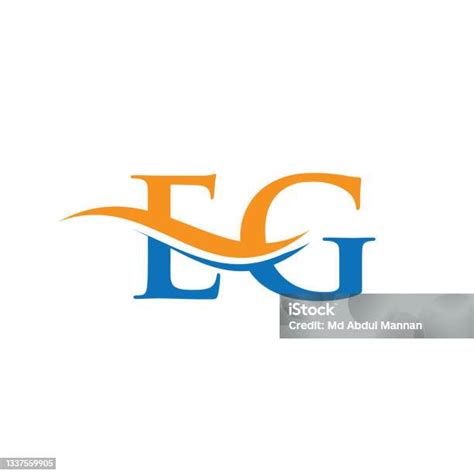 워터 웨이브 Eg 로고 벡터 비즈니스 및 회사 정체성을 위한 Swoosh Letter Eg 로고 디자인 결정체에 대한 스톡 벡터 아트 및 기타 이미지 Istock