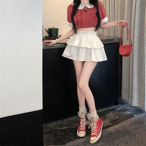 พร้อมส่งกระโปรง Y2k กระโปรงสั้น เอวสูง สไตล์เกาหลี สําหรับผู้หญิง กระโปรงนักศึกษาพลีท กระโปรง