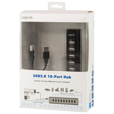 Logilink USB 2 0 Hub 10 Ports With Power Black Techinn