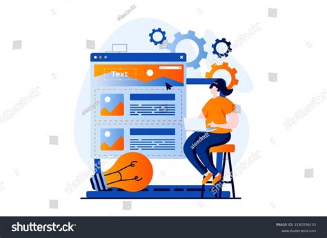 Ui Ux Design Concept People Scene Stock Vector Royalty Free 2182036155 Shutterstock