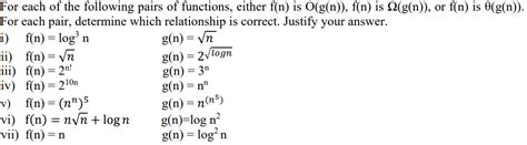 Solved Or Each Of The Following Pairs Of Functions Either Chegg