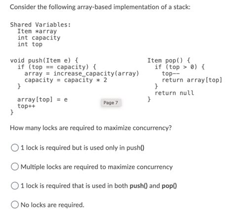 Solved Consider The Following Array Based Implementation Of