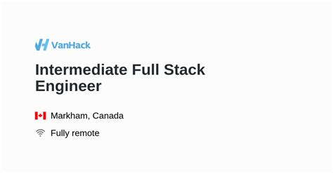 Intermediate Full Stack Engineer Vanhack