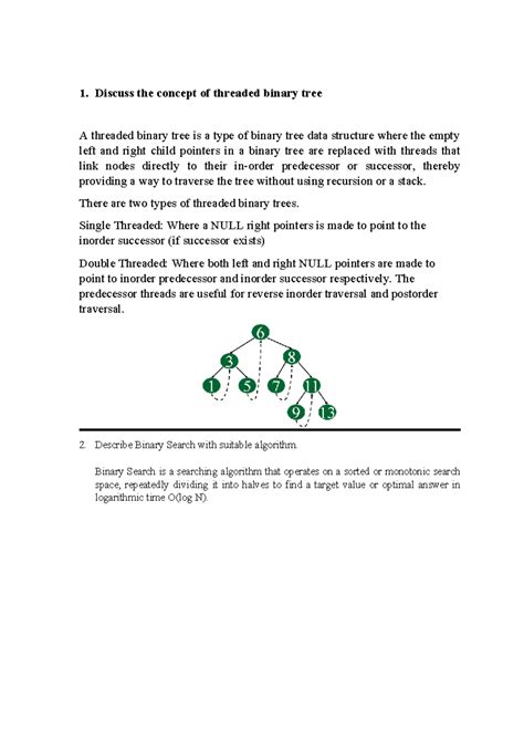 Cs101 Threaded Binary Trees Binary Search And Graph Representations
