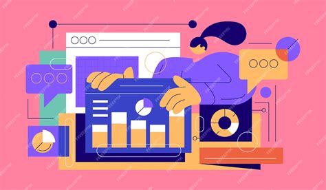 Premium Vector Data Analysis Illustration With Charts Colorful Data Visualization Illustration