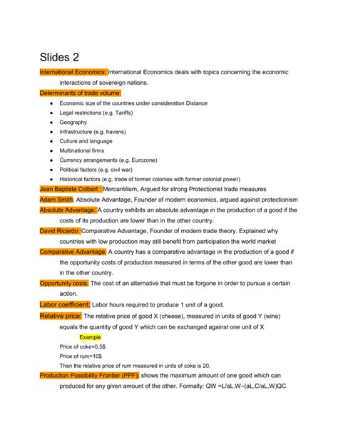 International Economics Trade Advantage And Tariffs