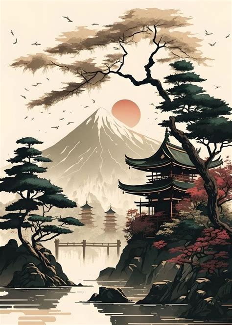 Minimalistic Landscape Poster Picture Metal Print Paint By 1x