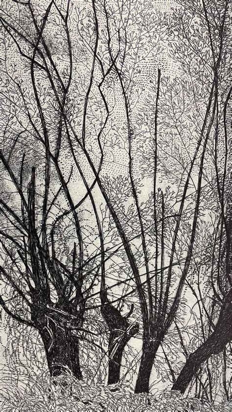 federica galli etching of an autumnal scenery at the end of september