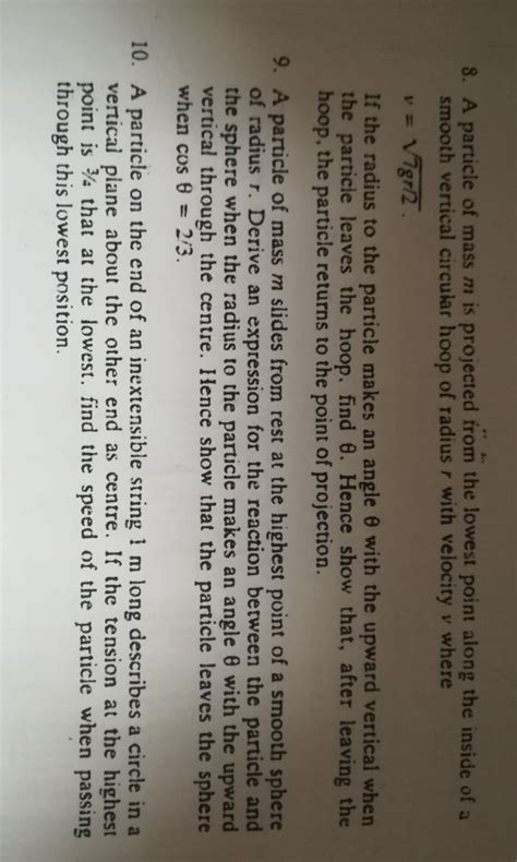 Solved A Particle Of Mass M Is Projected From The Lowest Chegg